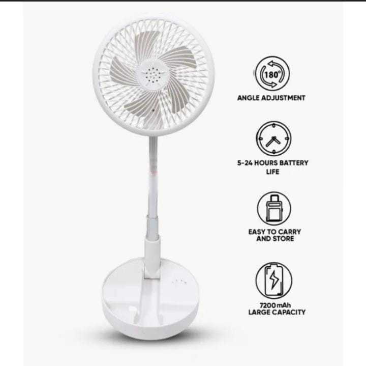 Long Stand Rechargeable Portable Folding FAN (JUMANJI) | Daraz.pk