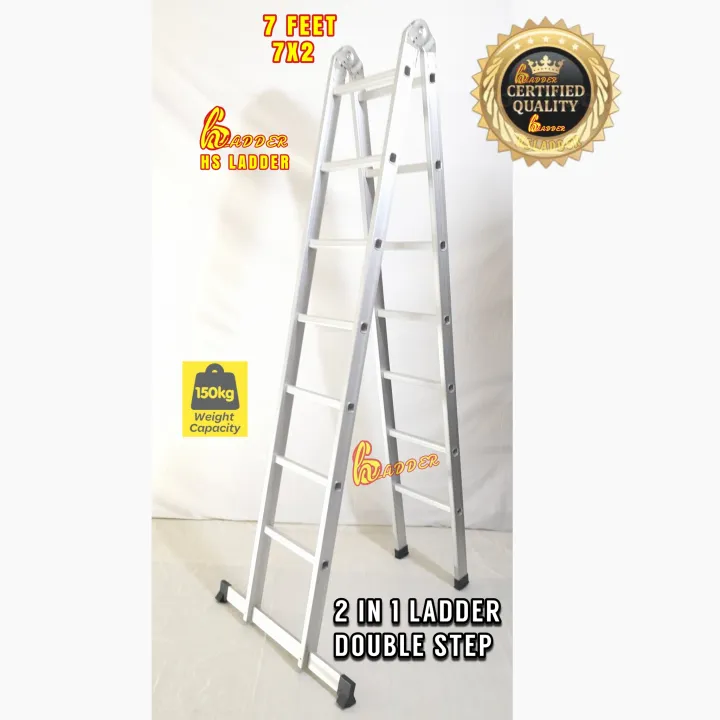 Almunium Double Step Ladder 7 Feet _14 Step Heavy Duty Ladder _Foldable ...