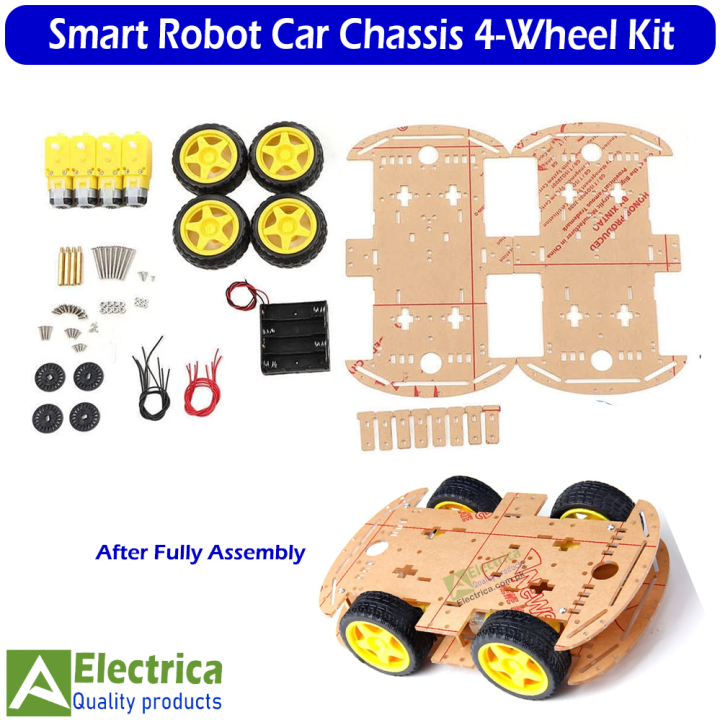 4 Wheel Smart Robot Car Chassis Kit with Motors, Wheels, Screws ...