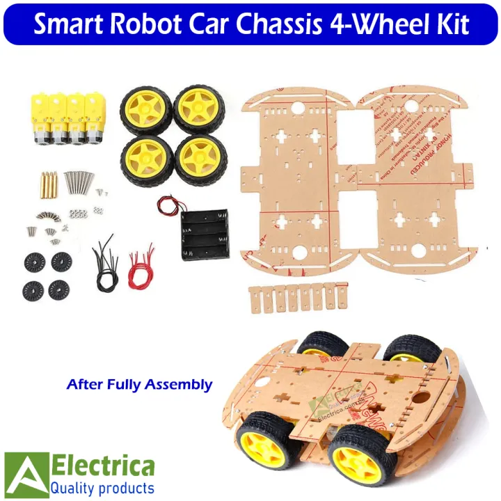 4 Wheel Smart Robot Car Chassis Kit with Motors, Wheels, Screws ...