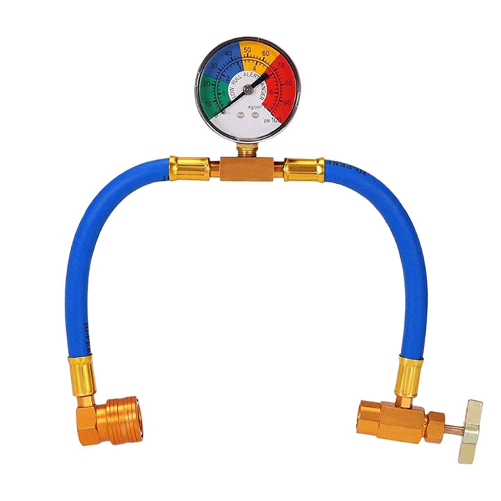 R134A Car Ac Refrigerant Charge Hose Kit Recharge Hose With Gauge A C 1 2 Recharge Measuring Kit Can Tap Air Conditioning Pressure Gauge Daraz.pk