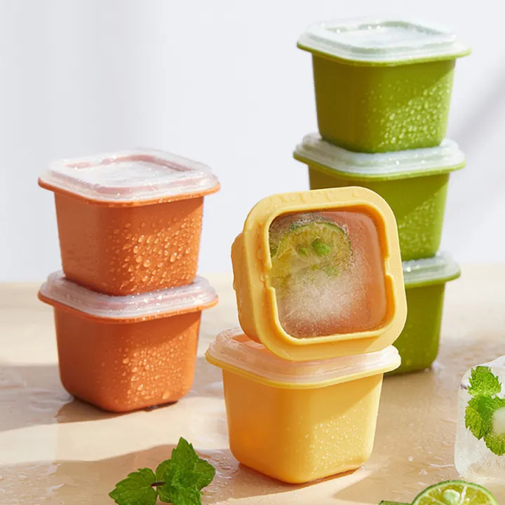 Square Ice Cube Maker Silicone Ice Tray Mold with Lid Reusable Ice Box ...