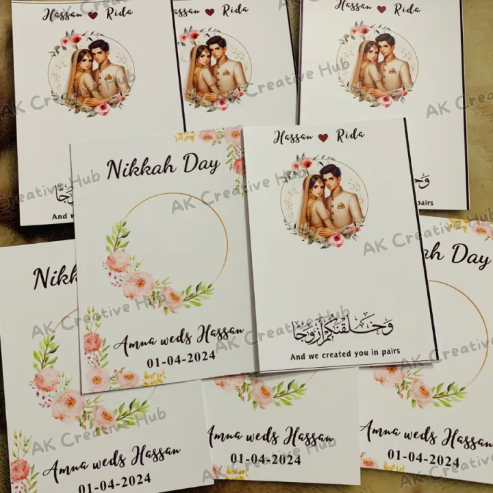 Customized 20/30/50 Nikkah Cards for Chocolate/Nikkah Cards for Tasbeeh ...