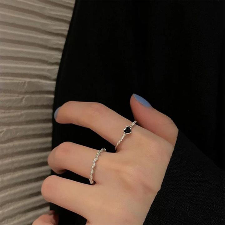 2PCS/Set Love Rings Women's Light Luxury Finger Ring Sweet Cool Rings ...