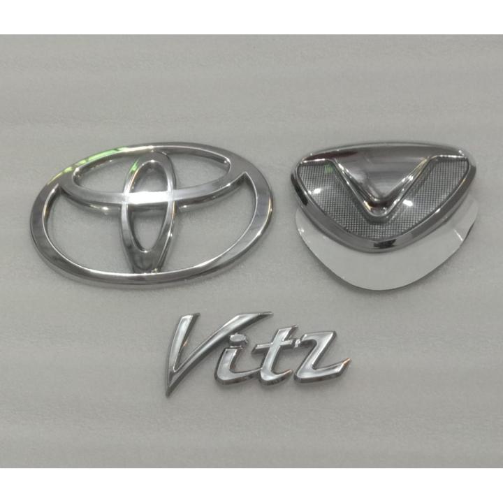 Toyota Vitz 1999-2004 Front Grill Logo Monogram with Back Logo Complete ...