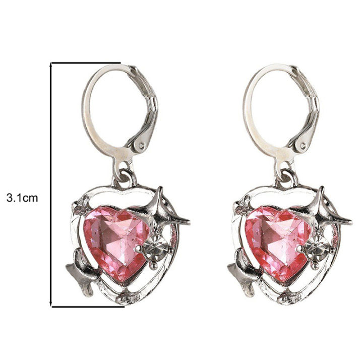Fashion Pink Peach Heart Drop Pendant Earrings For Women Girl Sweet ...