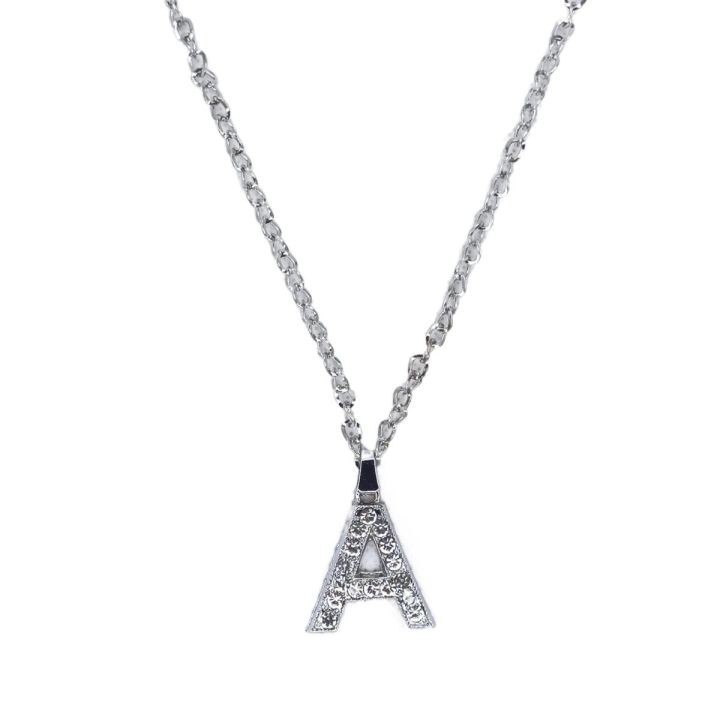 Silver Stainless Chain with A to Z Alphabet Zircon Locket Necklace ...