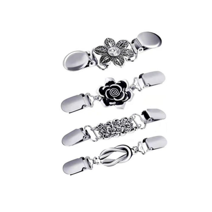 1 Pieces Sweater Shawl Clips Vintage Collar Clips Flower Dress Shirt ...