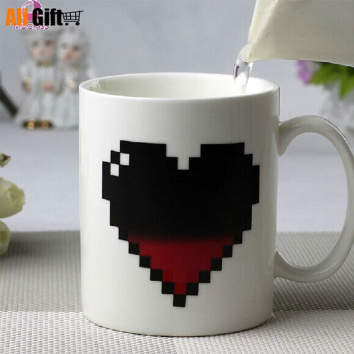 Heat Pixel Color Changing Cup Heat Sensitive Mug Handgrip Coffee Cup ...