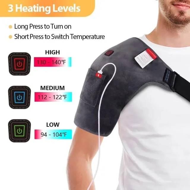 Heated Shoulder Wrap Brace USB Portable Electric Shoulder Heating Pad ...