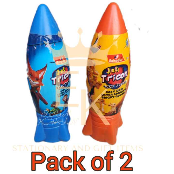 HALF COLOR PENCILS 12 COLORS PACK OF 2 JET SHAPED COLORS | Daraz.pk