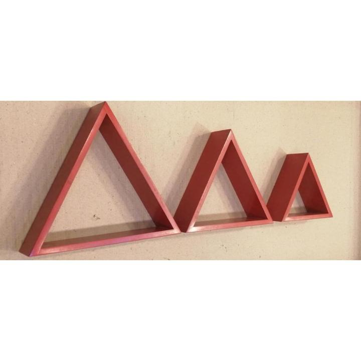 Set of 3 MDF Triangle Shape Wall Shelves for Bedroom Floating Wall ...