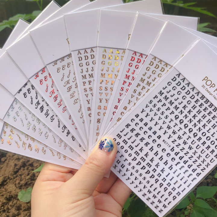 2024 1PCS New English Alphabet Nail Stickers Multi-Color Laser ...