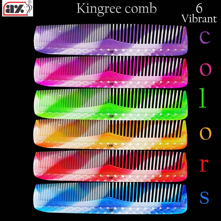 AZ® KINGREE LARGE DUAL TONE COLORED HAIR COMB PACK OF 6 COMBS ...