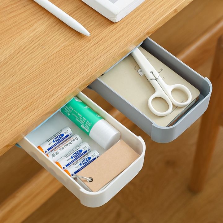 Hidden Drawer Under Table Plastic Desk Organizer Storage Box ...