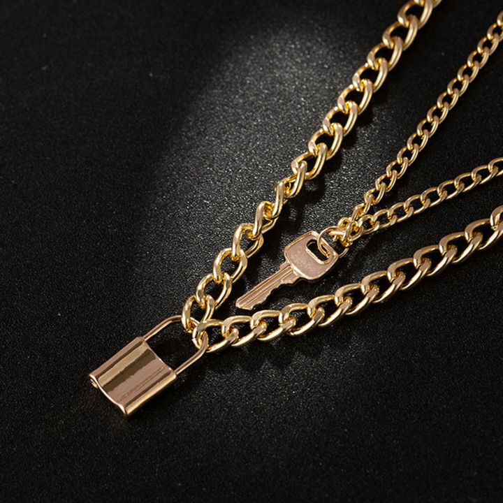 European Jewelry Necklace Vintage Key Lock Pendant Necklace Retro ...