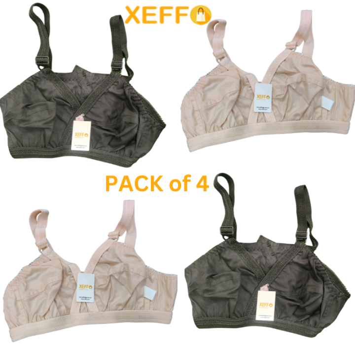 Xeffo Pack of 4 Classic Pure Cotton Bra Best Quality Bra for girls ...