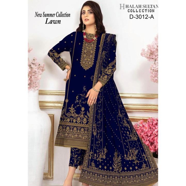 Halah Sultan Summer Collection Un-Stitched 3 Piece Lawn Suit DN#3012-A ...