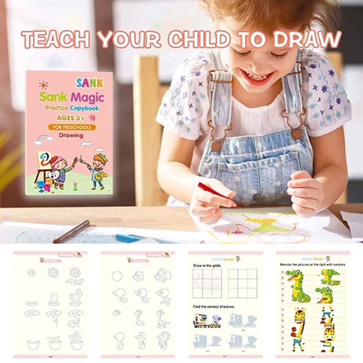 Magic Practice Copybook Set 4 Books, Magic Pen & 10 Ink Refills ...