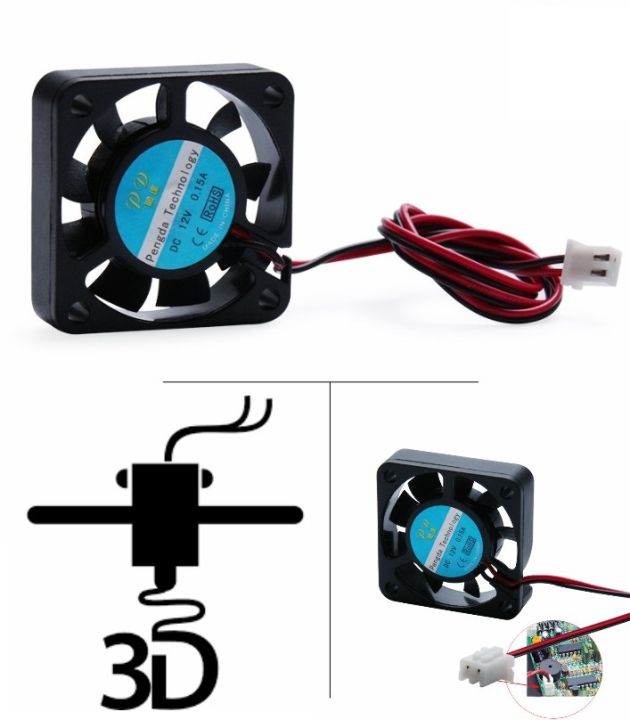 4010 12V Cooling Fan 40*40*10mm 2 pin wires Makerbot 3D printer ...