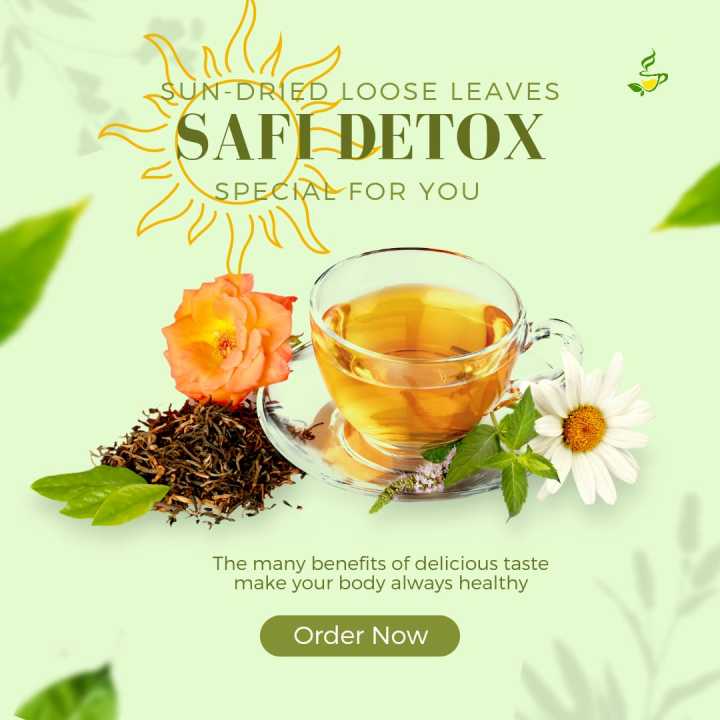 Safi Detox Green Tea | 5 in 1 | Sun-dried Loose Leaves | Olive Leaf Tea ...