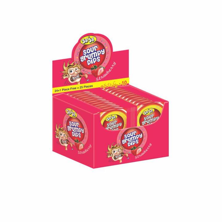 JoJo Sour Grumpy Dips Lollipop (24 Pieces) Strawberry | Daraz.pk
