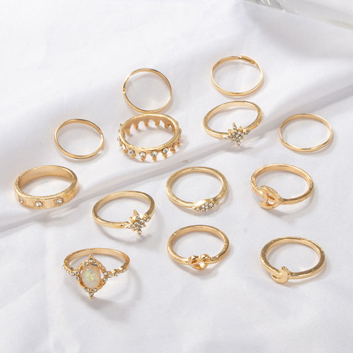 13pcs/set Women Stack Rings Above Knuckle Rings Rtro Simple Design ...