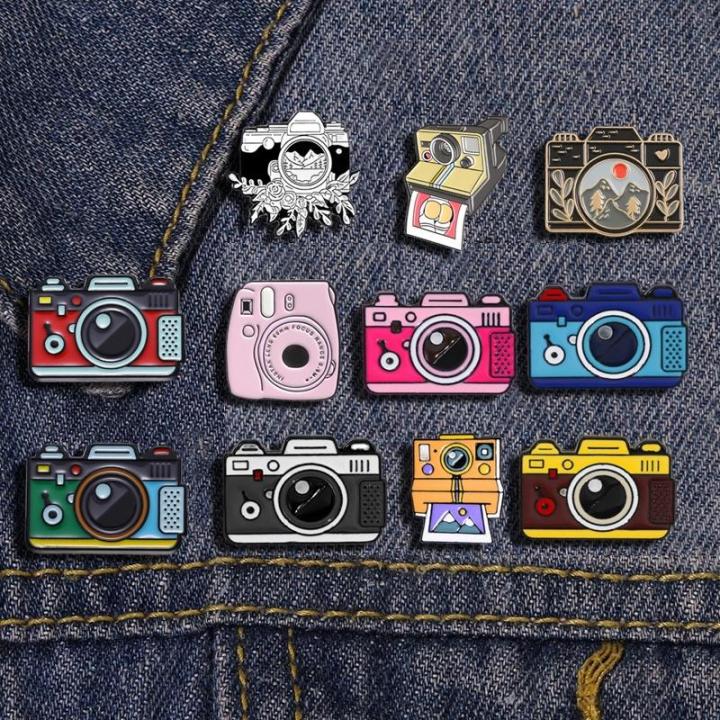 11 Styles Cartoon Camera Lapel Pins Photography Lovers Enamel Brooch ...