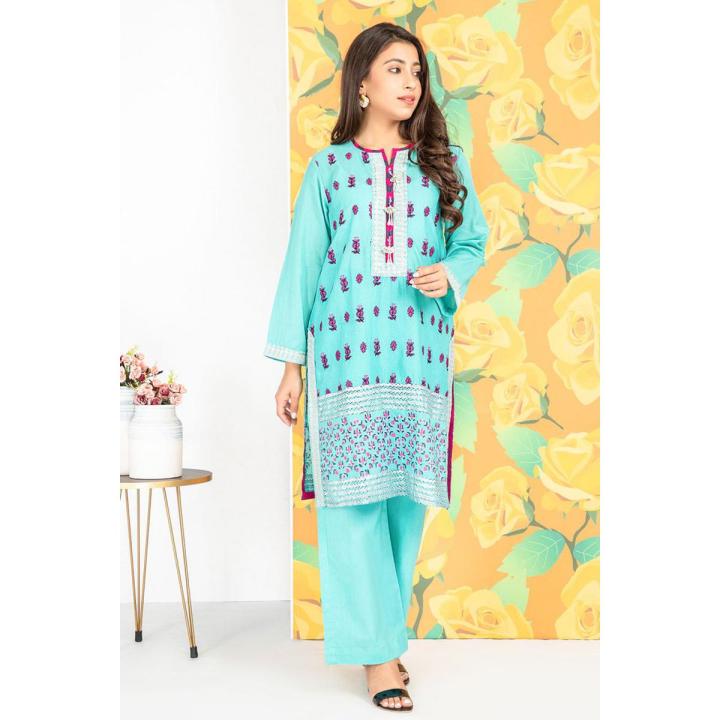 Warda Stitched Blue Single Shirt Chikan Kari For Women LS20102 | Daraz.pk