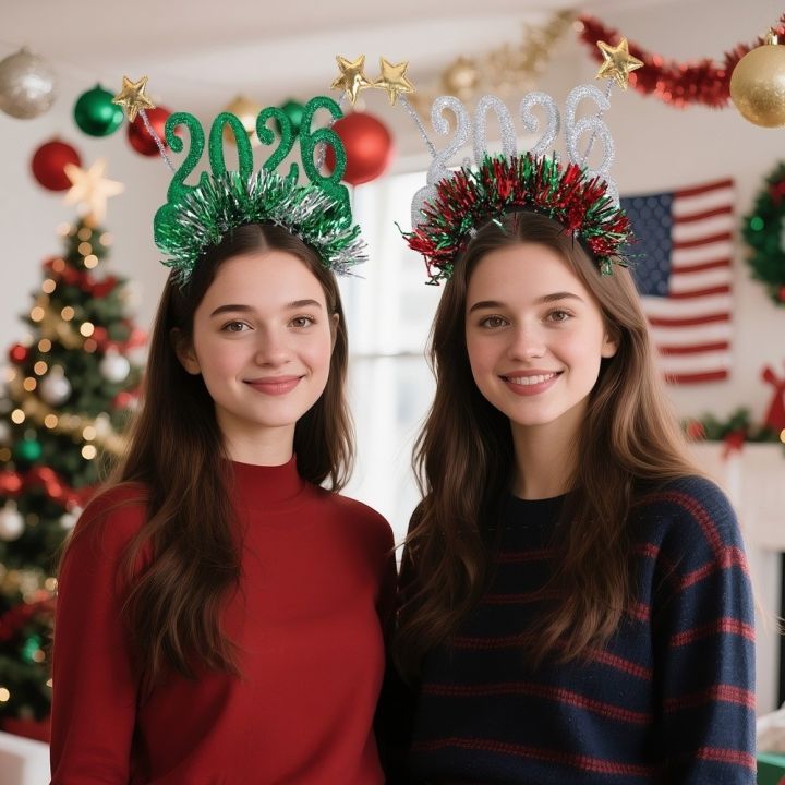 New 3D Spring Christmas Headband New Year‘s Eve Star Color Strip 2026 ...