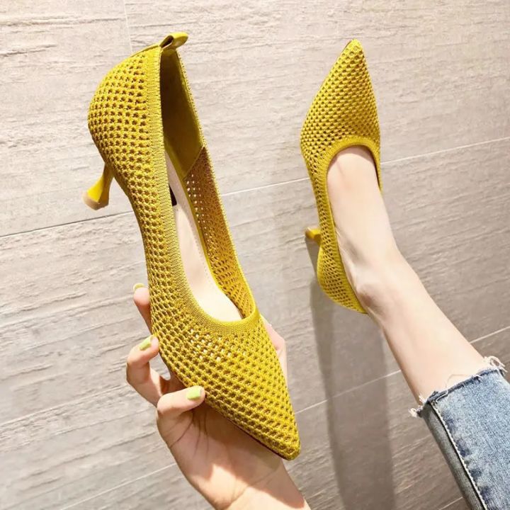 Women Pumps Summer Comfortable Triangle Heeled Party Shoes Stiletto ...