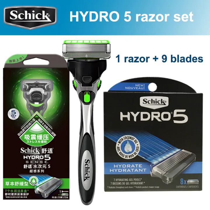 New Original Schick Hydro 5 Razor Set (9 Blades + 1 Razor) Best Men ...