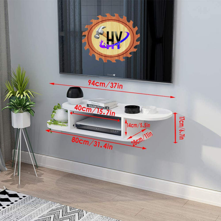 Rounded Floating TV Shelf Entertainment Center Wall Mounted Media ...