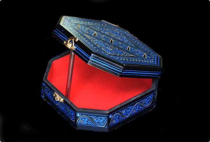 Hand-Carved Wooden Jewelry Box with Lacquer Floral Design | Daraz.pk