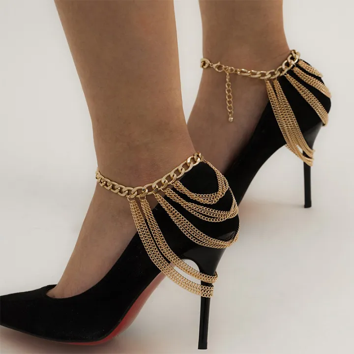 Fashion Multilayer Chain High Heel Shoe Simple Foot Ankle Beach Jewelry ...