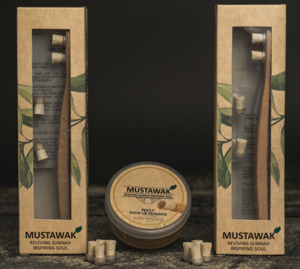 Mustawak Miswak Kit - 2 Miswak Brushes, 1 Miswak Peelu Powder, & 8 ...