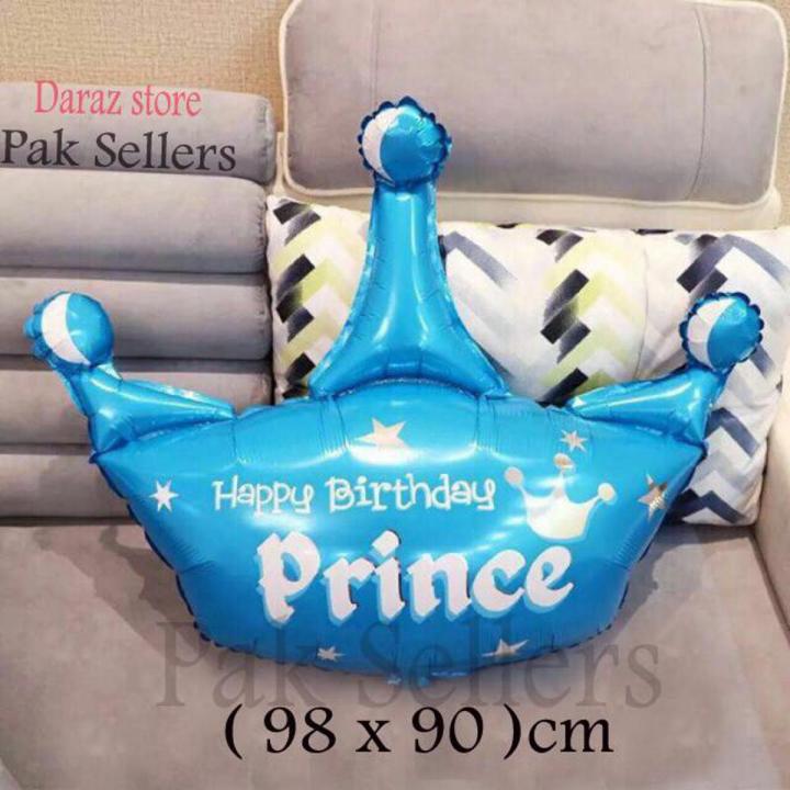 Large Pink | Blue Helium Balloon Prince Princess Crown Foil Balloons ...