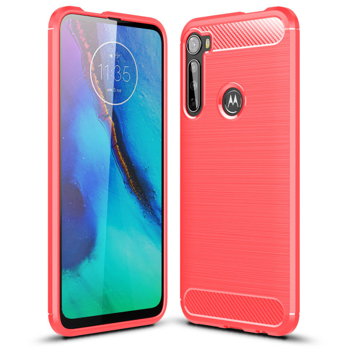For Motorola Moto One Fusion Plus Case Carbon Fiber TPU Shockproof Soft ...
