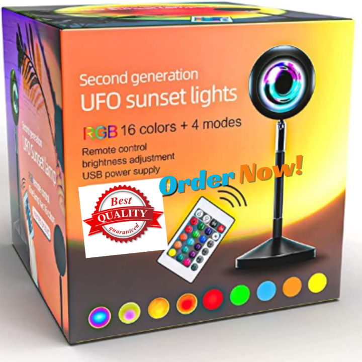 Atmosphere RGB Sunset Lamp UFO Projector 16 Colors Changing RGB Remote ...