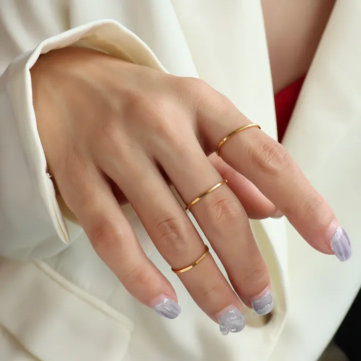 ins jewelry ring temperament simple plain ring thin tail ring glossy ...