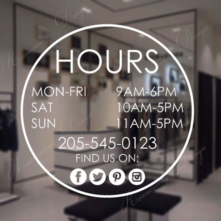 Personalized Store Business Hours Sign Decals Vinyl Shop Decor Custom ...