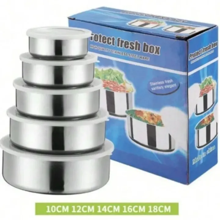 5Pcs Mixing Bowls with Lids Stainless Steel Nesting Bowl Set Stackable ...