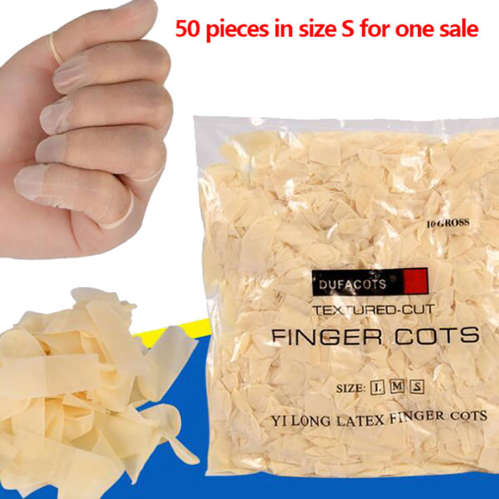 50pcs/pack Disposable Latex Finger Cover Rubber Non-slip Anti-static ...
