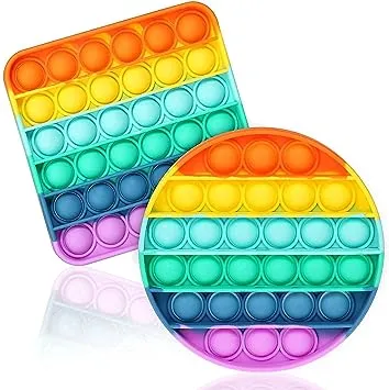 Pack Of 2 Round and Square Shape Combo Push Bubble Popit Fidget Sensory ...