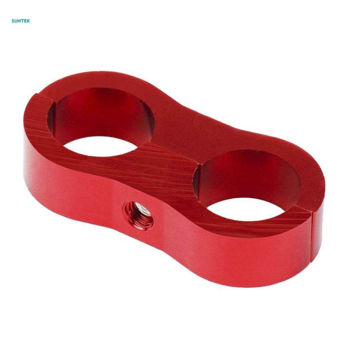 2xBillet Aluminum Dual Oil Fuel Water Line Hose Separator Clamp AN4 Red ...