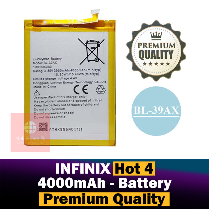 Infinix Hot 4 Battery BL-39AX Replacement Premium Quality 4000mah ...
