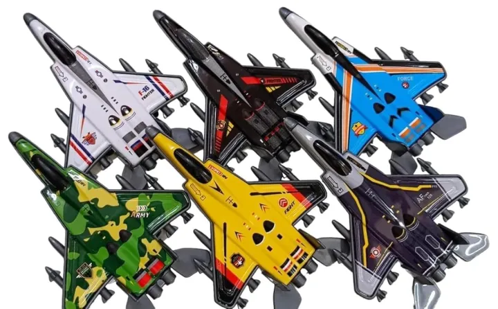 Pack Of 12 Mini Metal Fighter Jets Set For Kids | Push And Go ...