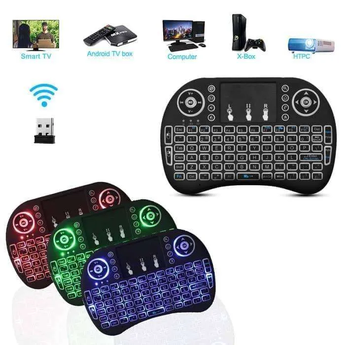 Mini Wireless Keyboard RF500 with 3 Color RGB Backlit, 2.4GHz Wireless ...