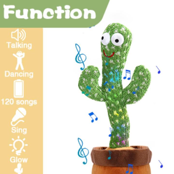 Rechargable Dancing Cactus Talking Toy Cactus Repeats , Soft Plush ...