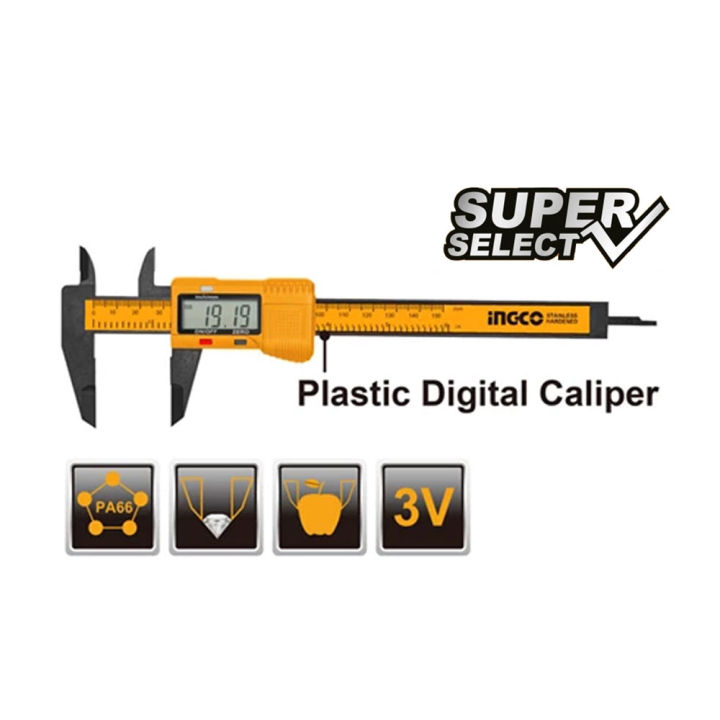 Ingco HDCP16150 Plastic Digital Caliper Measuring Tool Carbon Fiber ...